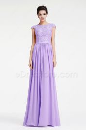Light Lavender Modest Prom Dresses Long | eDresstore
