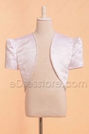 White First Communion Bolero Jacket with Hand Beadings | eDresstore
