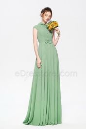 Sage Green Modest LDS Bridesmaid Dresses | eDresstore
