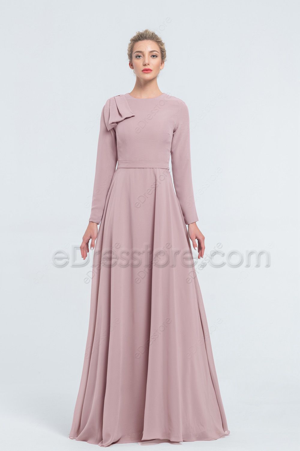 Modest Mormon bridesmaid dresses, Dusty Pink Bridesmaid Dresses ...